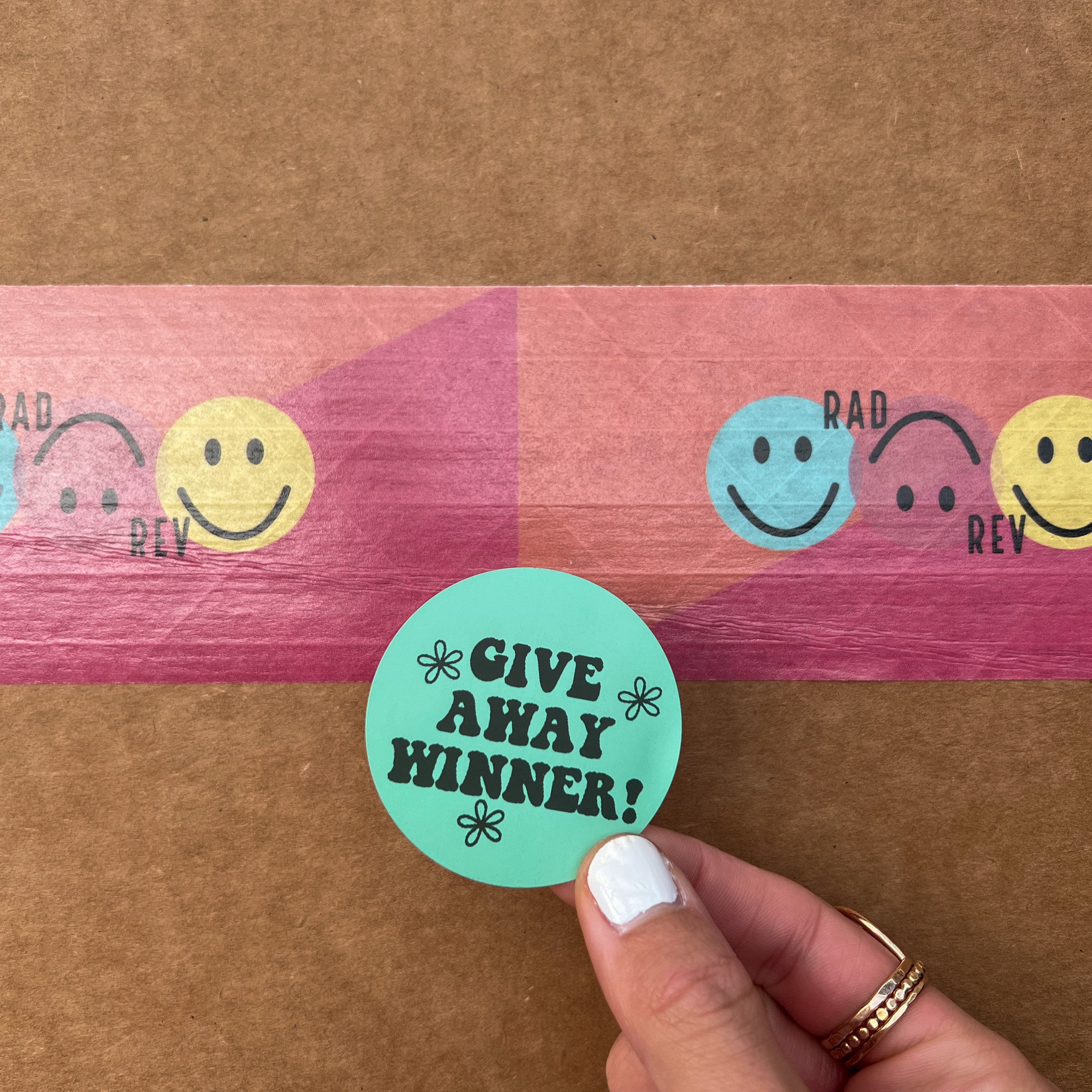 Giveaway Winner Sticker on Package – Rad Revolution